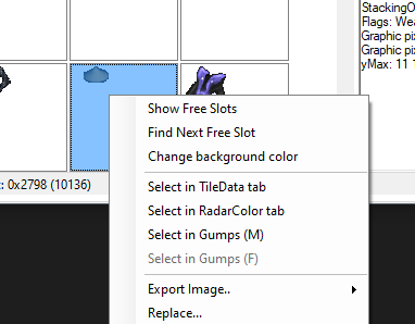 Suggestion: Items & TileData tabs: Select in Gumps Tab right-click option · Issue #75 ...