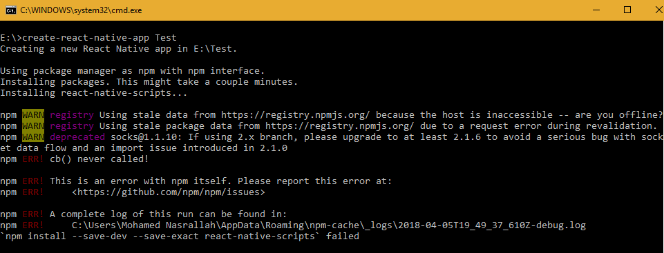 React Native Error · Issue 20269 · Npmnpm · Github 