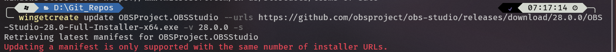 [Package Issue]: OBSProject.OBSStudio · Issue #76557 · microsoft/winget-pkgs · GitHub