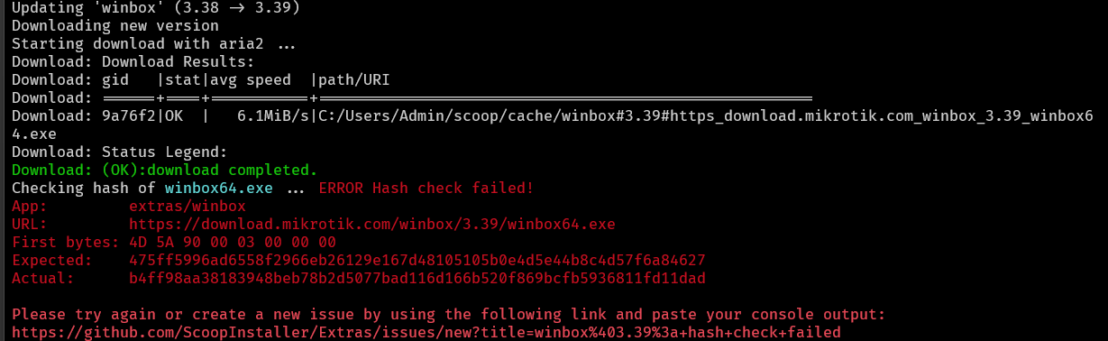 winbox@3.39: hash check failed · Issue #11640 · ScoopInstaller/Extras · GitHub