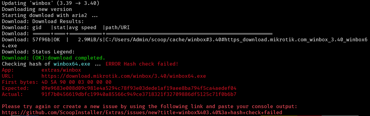 Winbox340 Hash Check Failed · Issue 12009 · Scoopinstallerextras · Github 