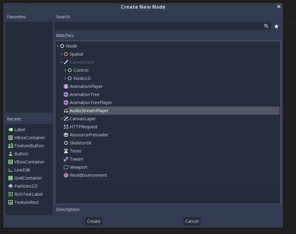Create New Node Dialogue No Longer Shows Node Descriptions · Issue