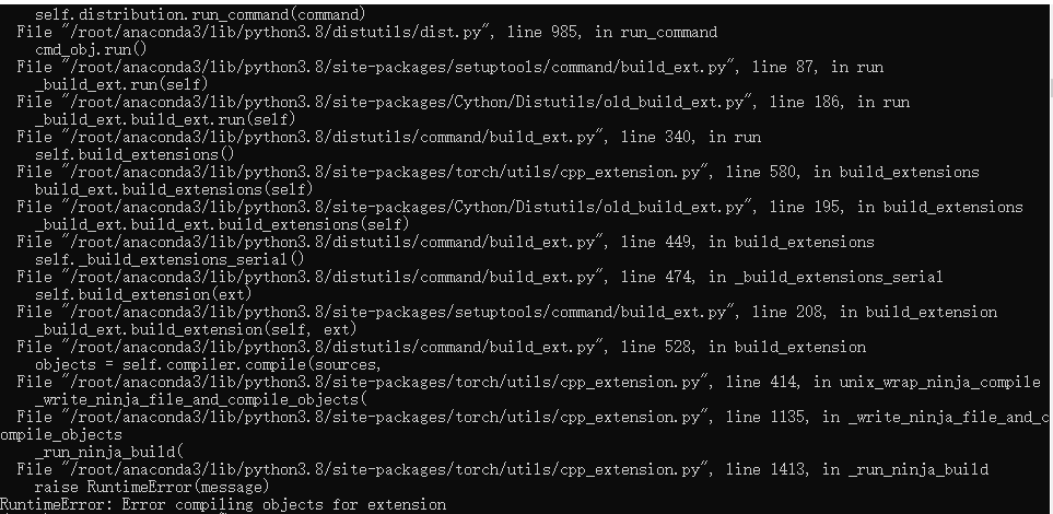 problem occur after running the command: python setup.py build develop ...