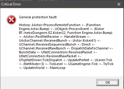 Reproducable General Protection Fault - kickers? · Issue #1081 · OldUnreal ...
