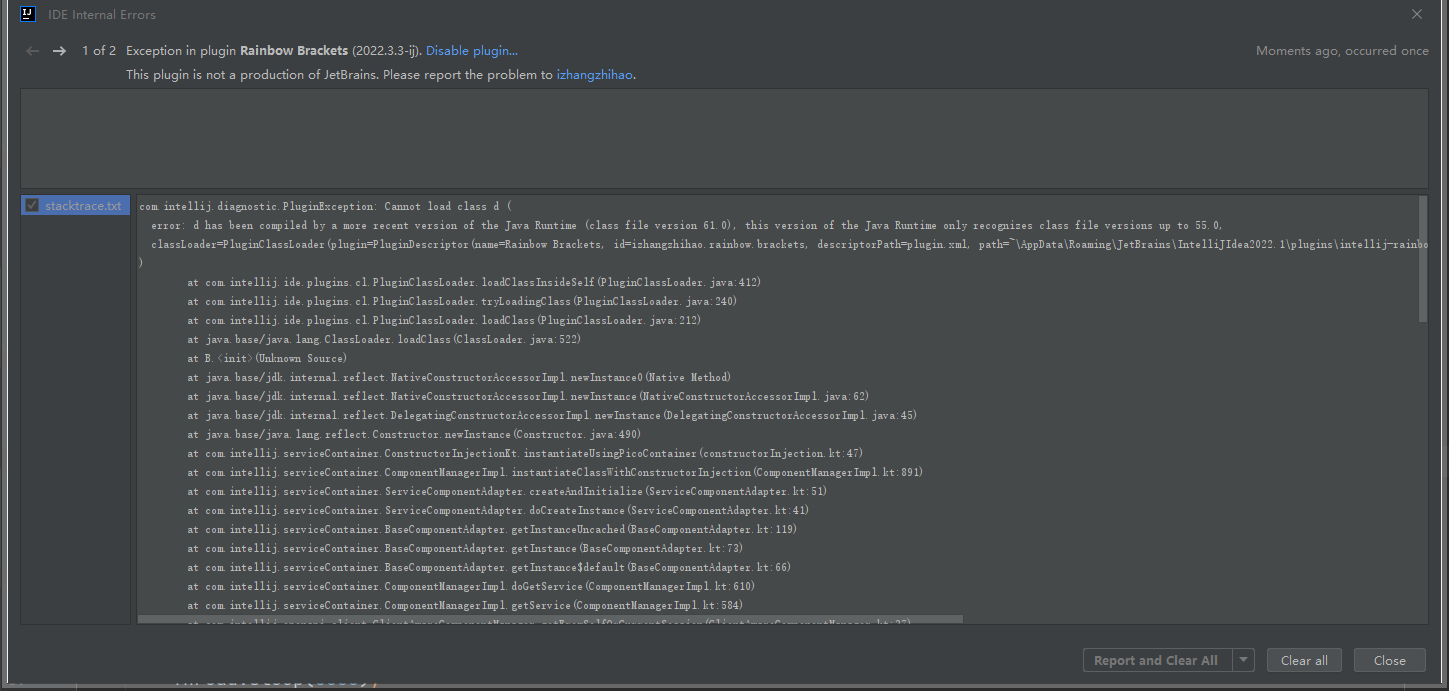 Update plugin cause 2022.3.3-IJ runtime exception · Issue #2546 · izhangzhihao/intellij-rainbow ...