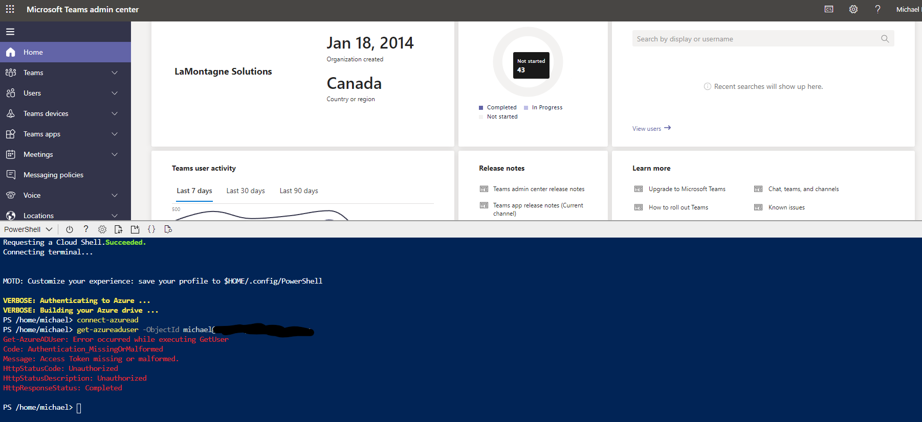 [BUG] AzureAD cmdlets return error after Connect-AzureAD is successful using CloudShell in M365 ...