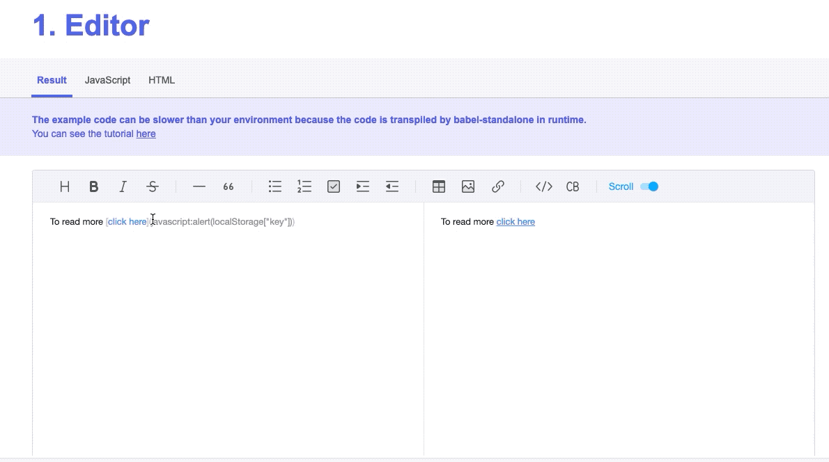 Javascript Xss When Using Md Links · Issue 2114 · Nhntuieditor · Github 2135