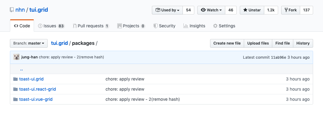 [Notice] Monorepo is applied to grid · Issue #767 · nhn/tui.grid · GitHub