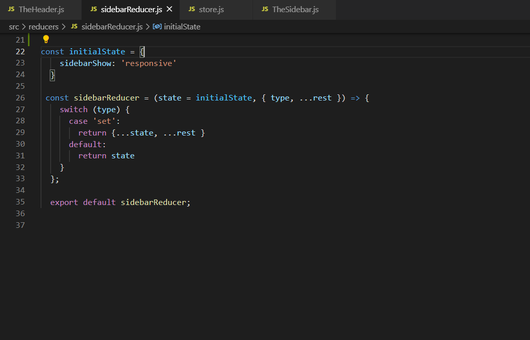 Wants to add multiple reducers in store but after combining reducers sidebar reducer(already in ...