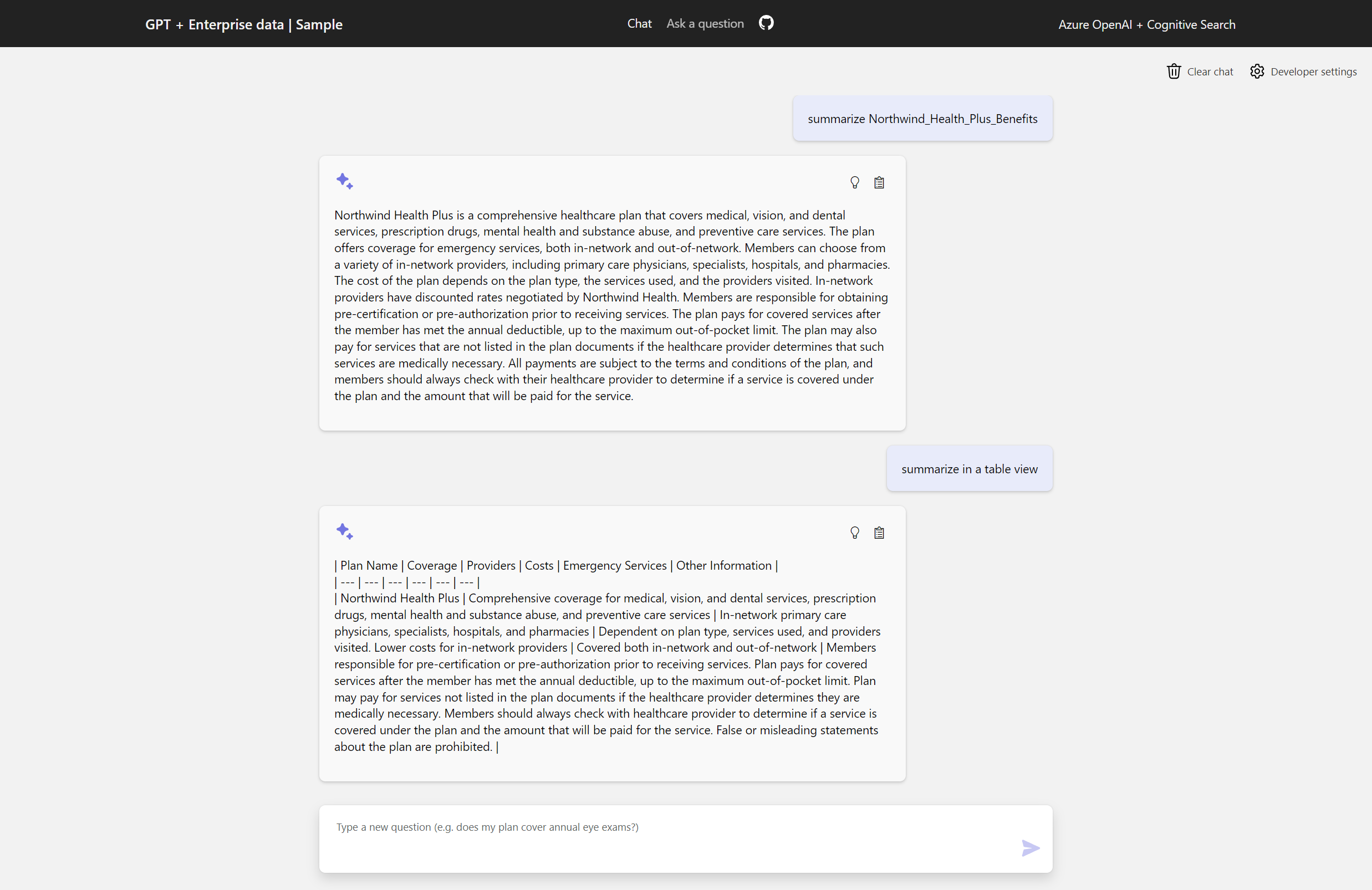 Chat : table doesn't display properly · Issue #93 · Azure-Samples/azure-search-openai-demo · GitHub