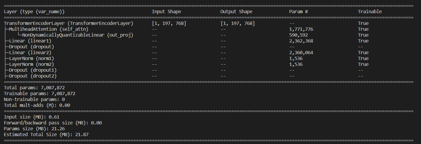 Torchinfo Summary Does Not Show Internal Layers Of Torch Nn Transformerencoderlayer In