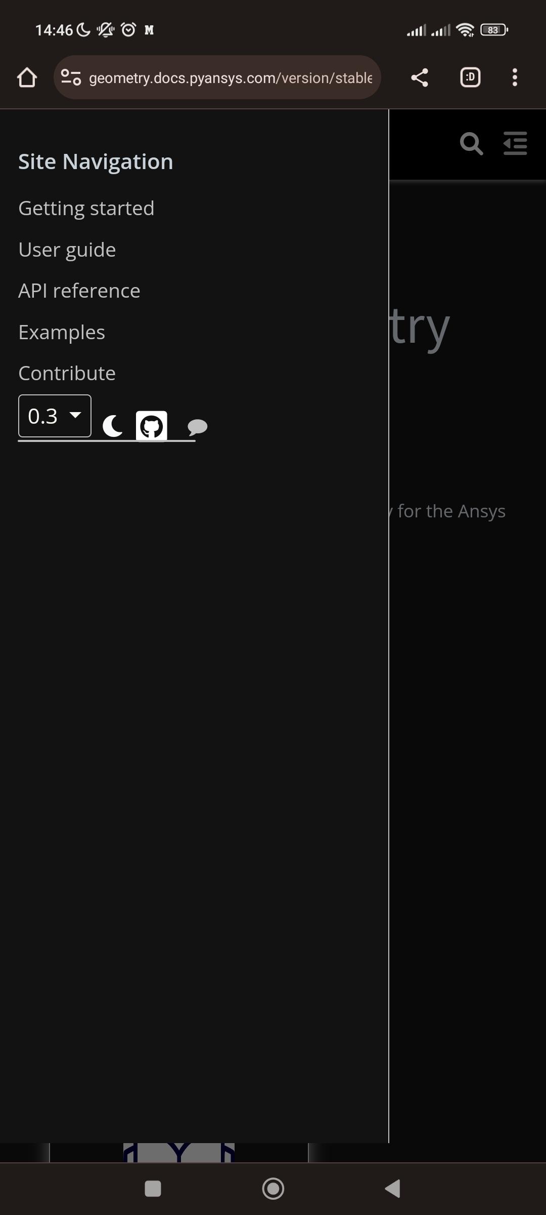 Switcher not working on phone version · Issue #302 · ansys/ansys-sphinx-theme · GitHub
