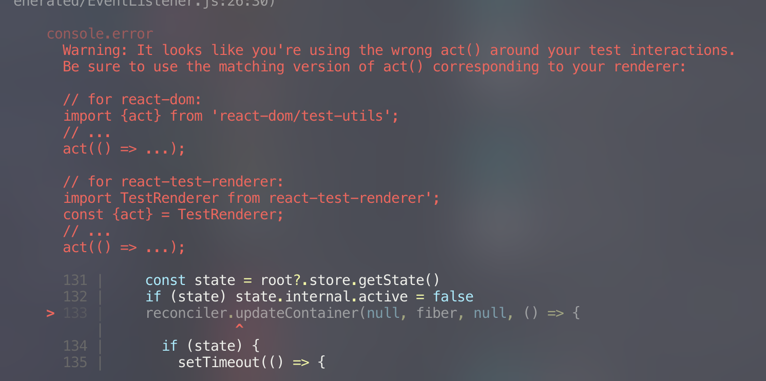 Try and silence `act` warnings in test suite for r3f & rttr · Issue ...