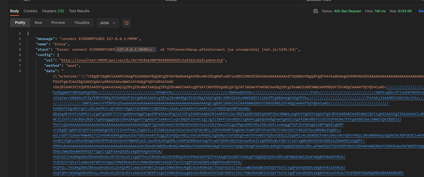 Validation failed to port 9090 with contract verification in test and ...