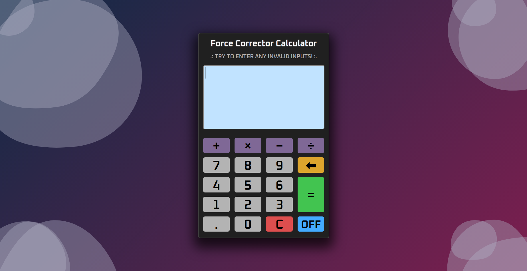 GitHub - jafari-dev/force-corrector-calculator: Try to enter any invalid inputs!