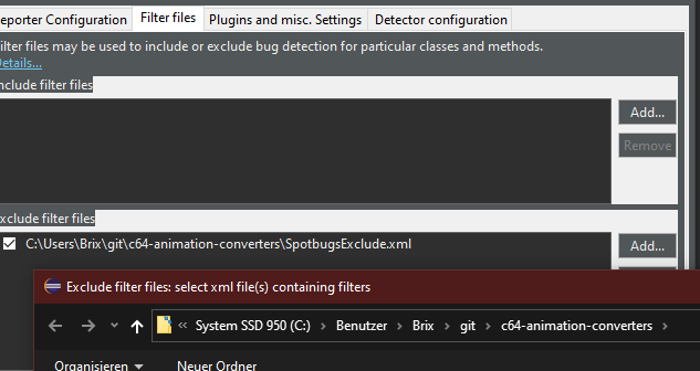 Eclipse Plugin doesn't properly support exclude filter files relative to the project · Issue ...