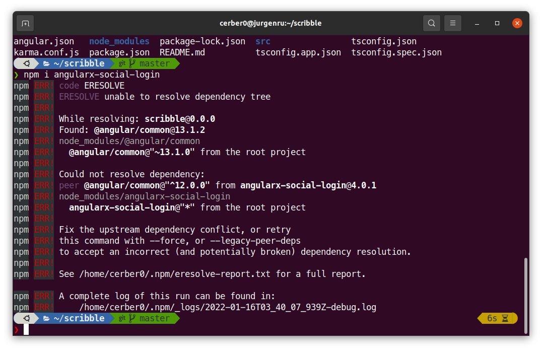Change Angular 13 Peer Dependencies · Issue #463 · abacritt/angularx-social-login · GitHub