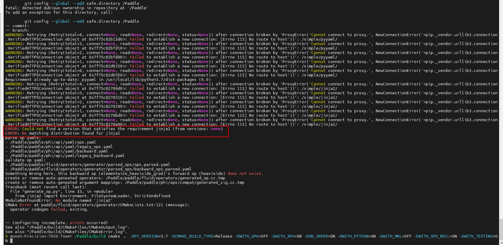cmake安装失败 · Issue #50256 · PaddlePaddle/Paddle · GitHub