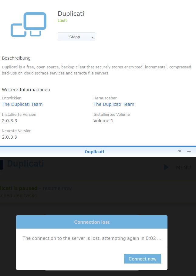 "Connection to server lost" after Synology upgrade from 2.0.1.53 to 2.0.2.1 · Issue #2824 ...