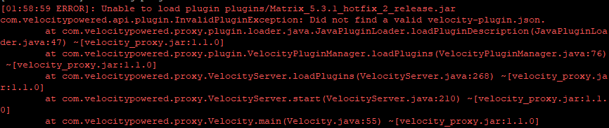 [ERROR] Matrix 5.3.1 not working with Velocity Proxy · Issue #2117 · re-ovo/Matrix-Issues · GitHub