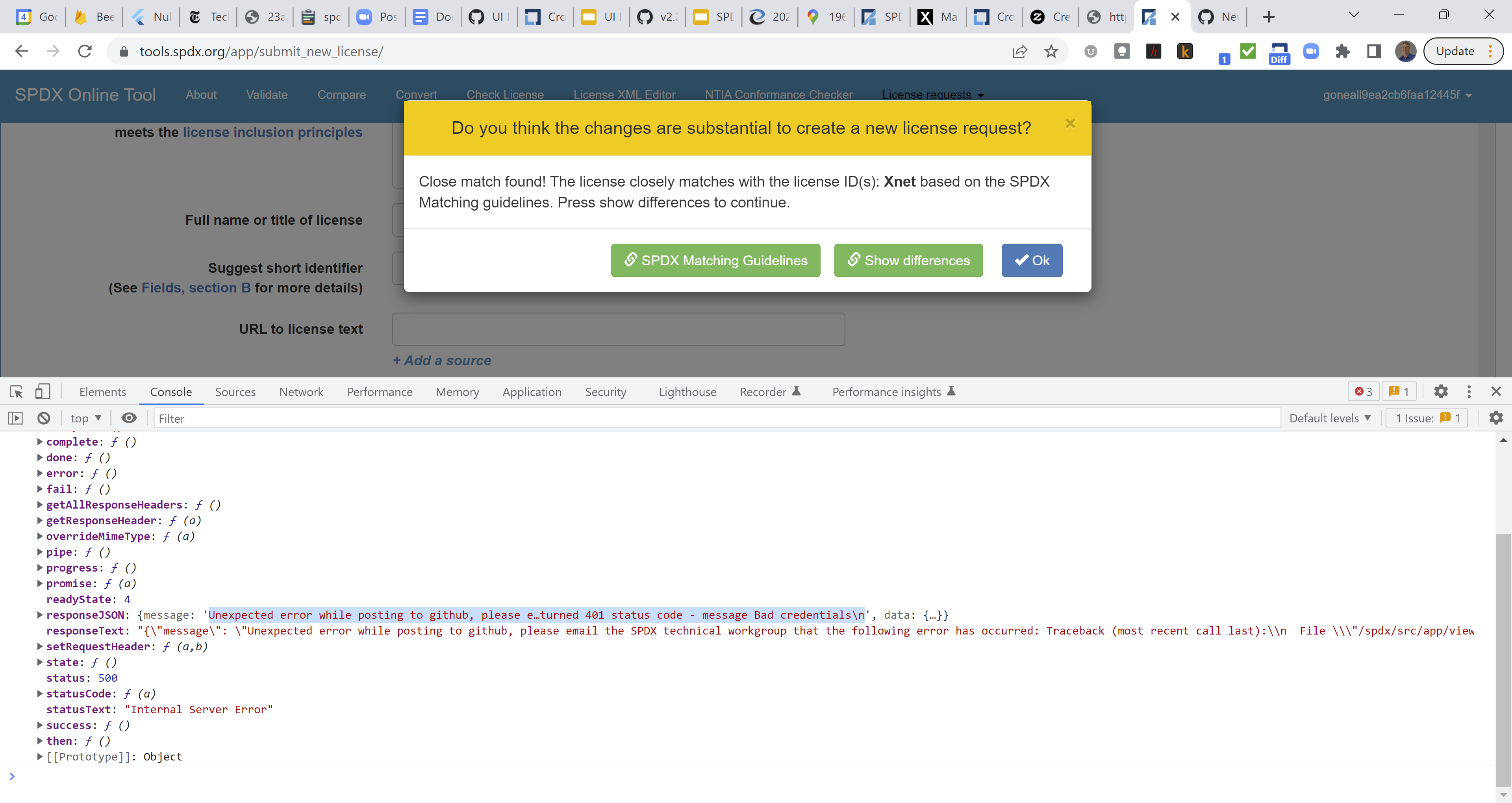 Errors not reported to user on server error after license compare · Issue #412 · spdx/spdx ...