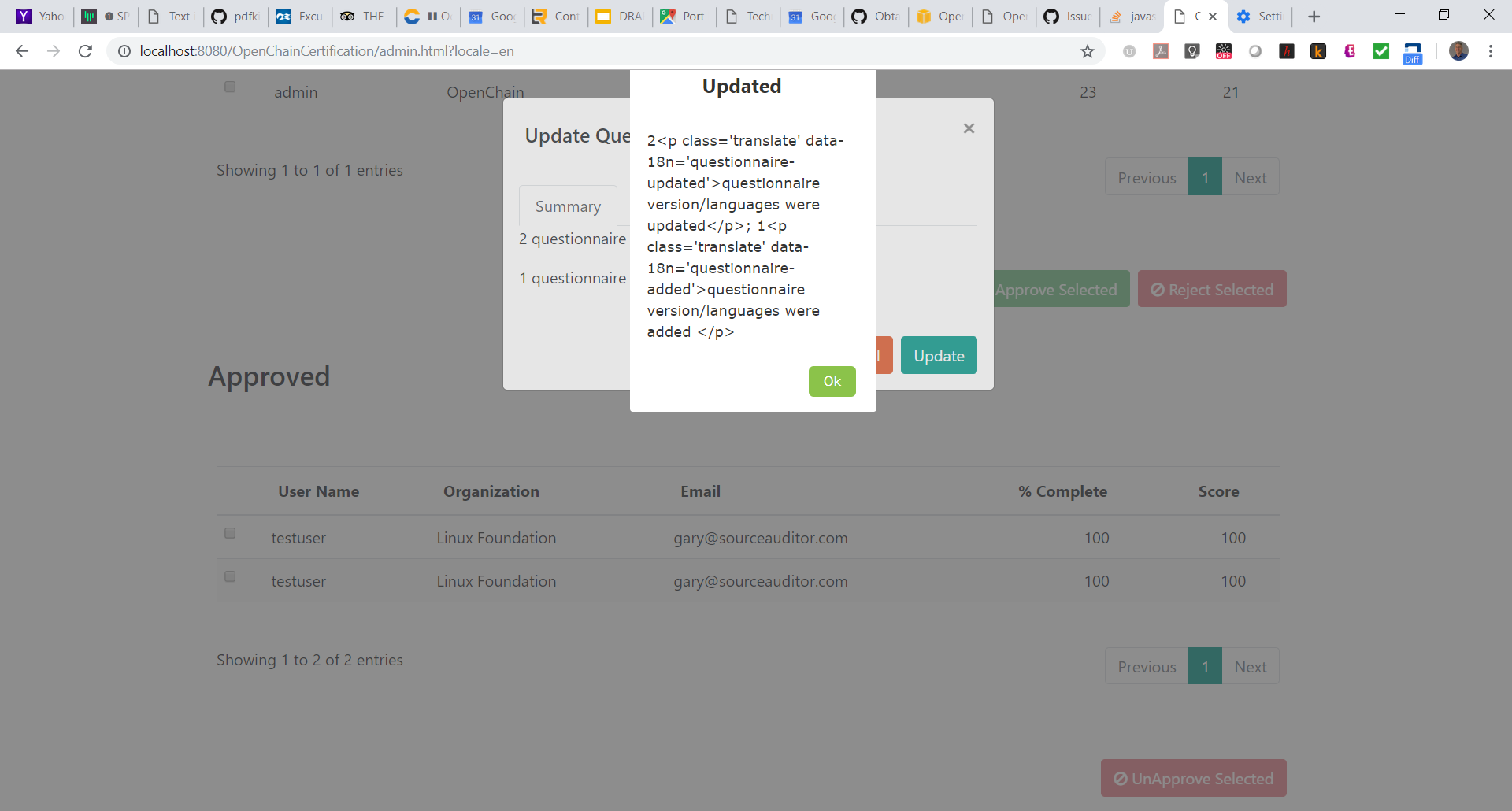 Updated dialog not displaying correctly · Issue #113 · OpenChain-Project/Online-Self ...