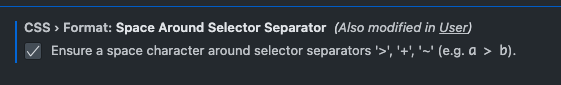 CSS format setting: Space around Selector Seperator is not working · Issue #170627 · microsoft ...
