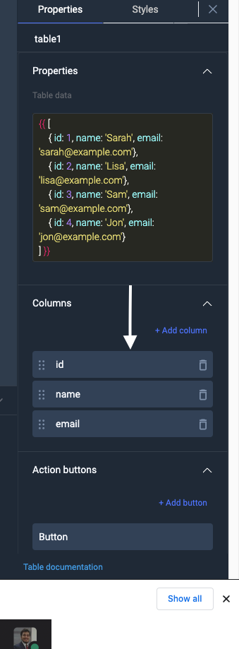 [Bug] overflow dropdown in columns section in Table widget inspector is not consistent with dark ...