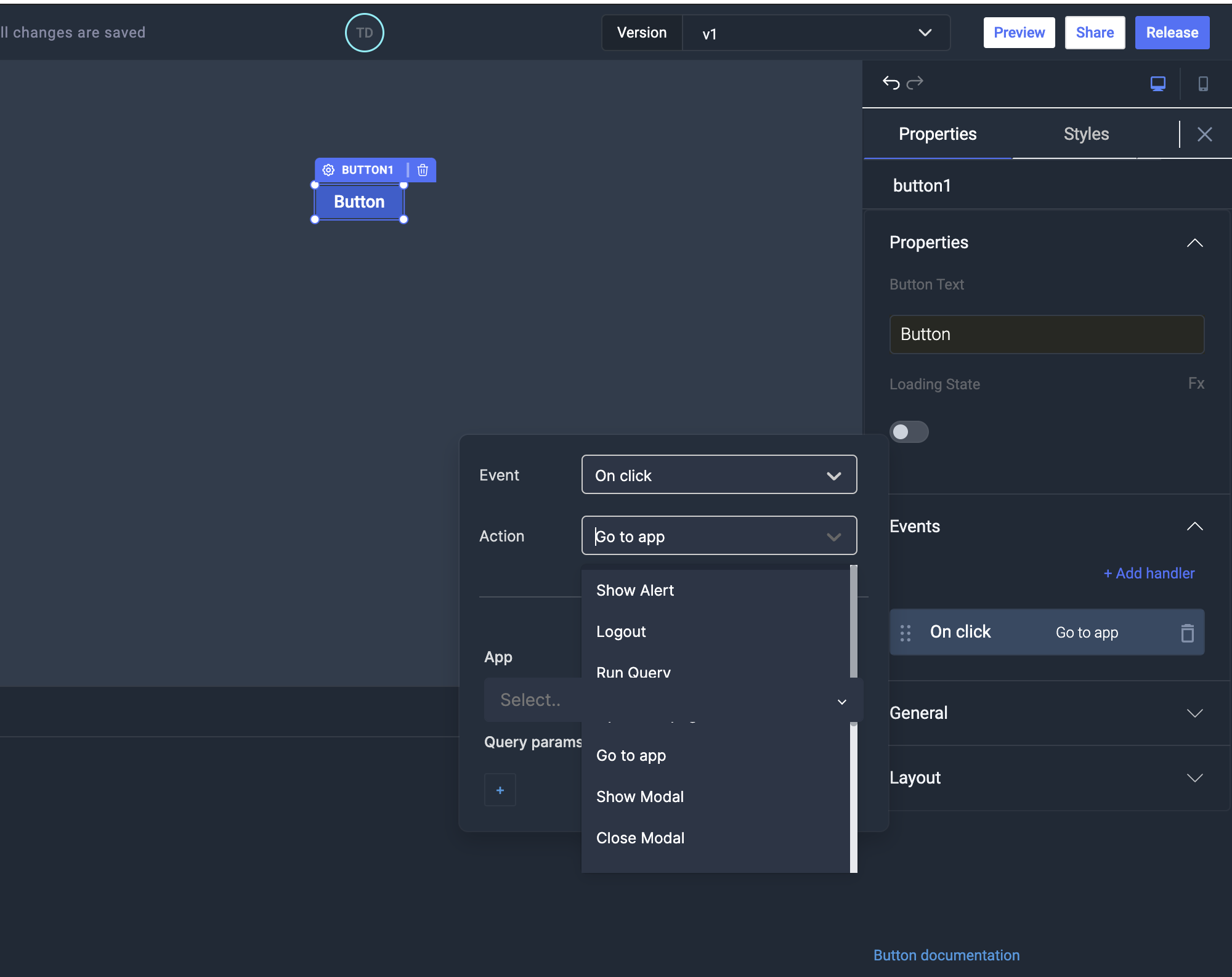 Bug : [ Event Manager ] is not consistent with the dark theme when, action is selected as Go to ...