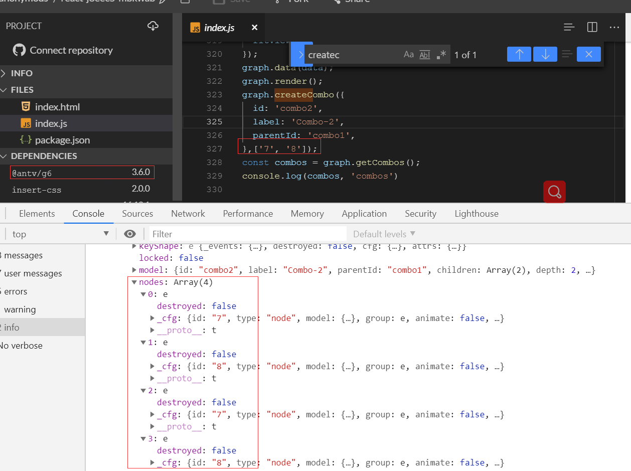 graph.createCombo创建的combo内部nodes会重复 · Issue #1896 · antvis/G6 · GitHub
