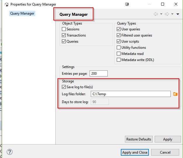 Query Manager - save logs to files - no file is created · Issue #5243 ...