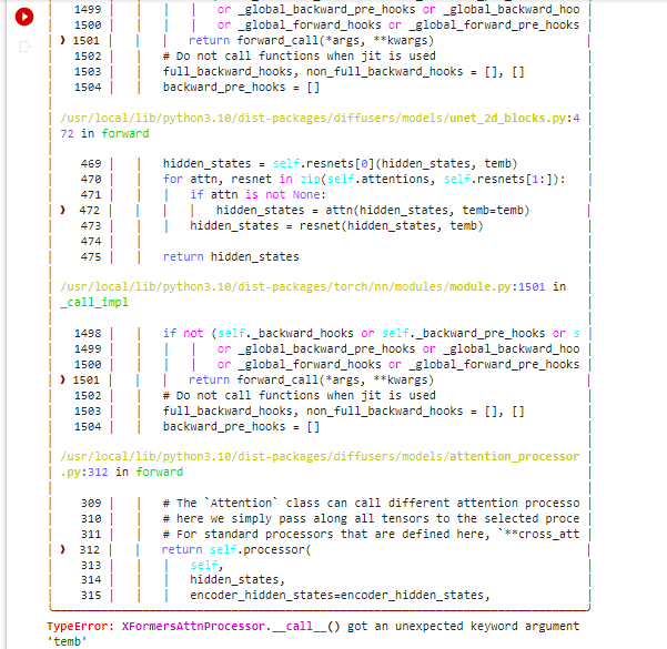 Typeerror Xformersattnprocessor Call Got An Unexpected Keyword Argument Temb · Issue
