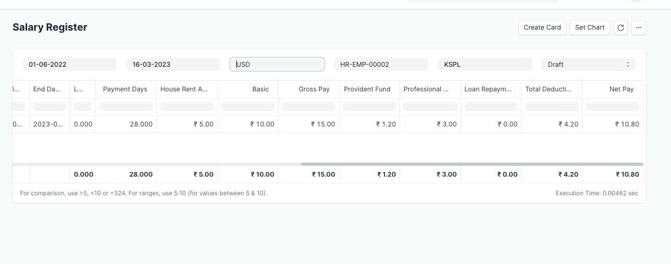 feat: update salary register report to display correct currency symbol ...