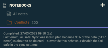 Sync Fail-Safe Engaged Recovery Recommendations Requested · Issue #7983 · laurent22/joplin · GitHub