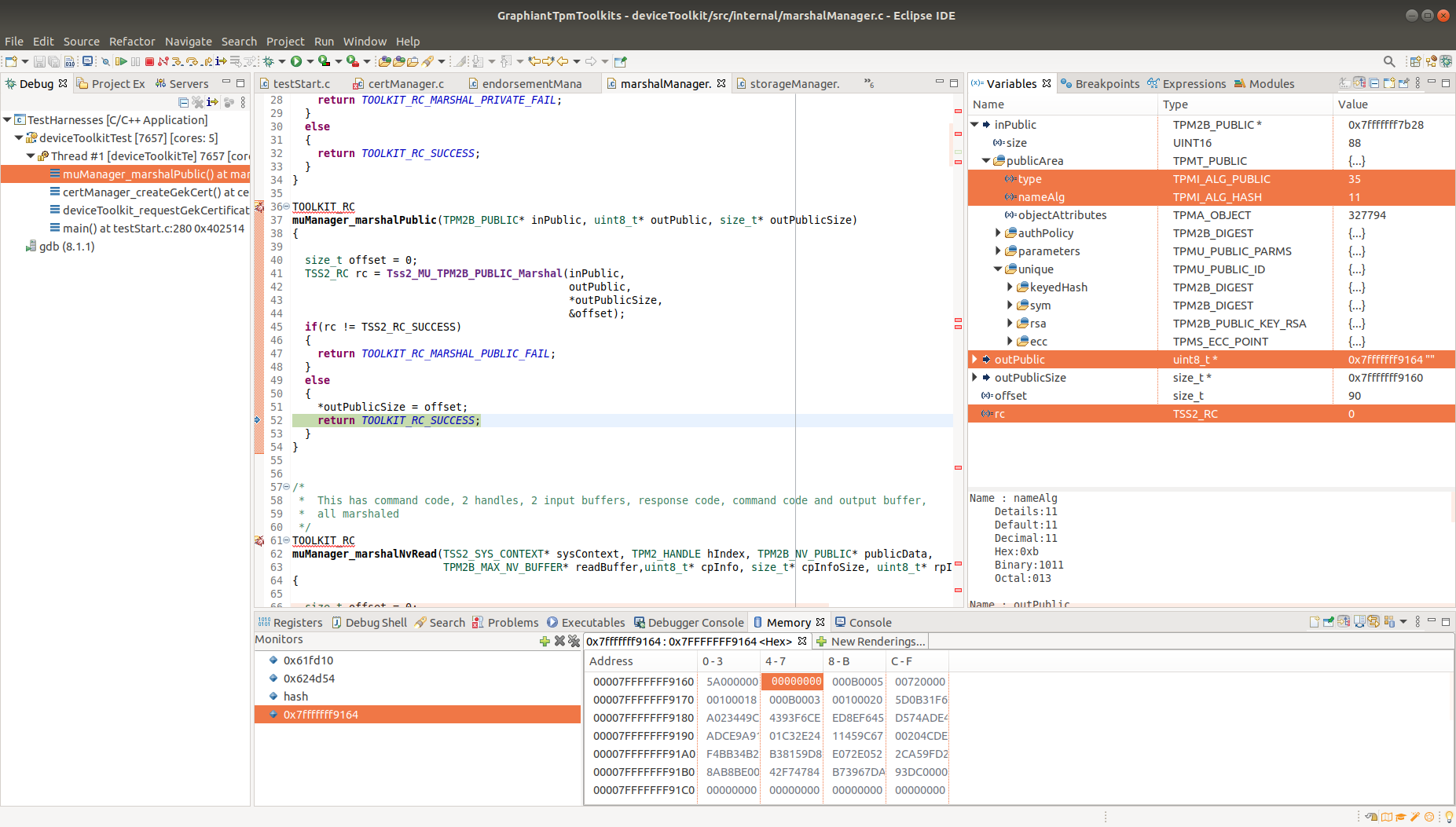 Tss2_MU_TPM2B_PUBLIC_Marshal(): the size and type elements are 0 ...