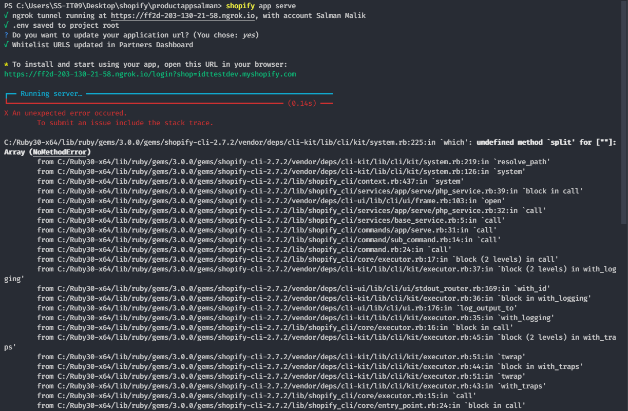 Error while running Error while running