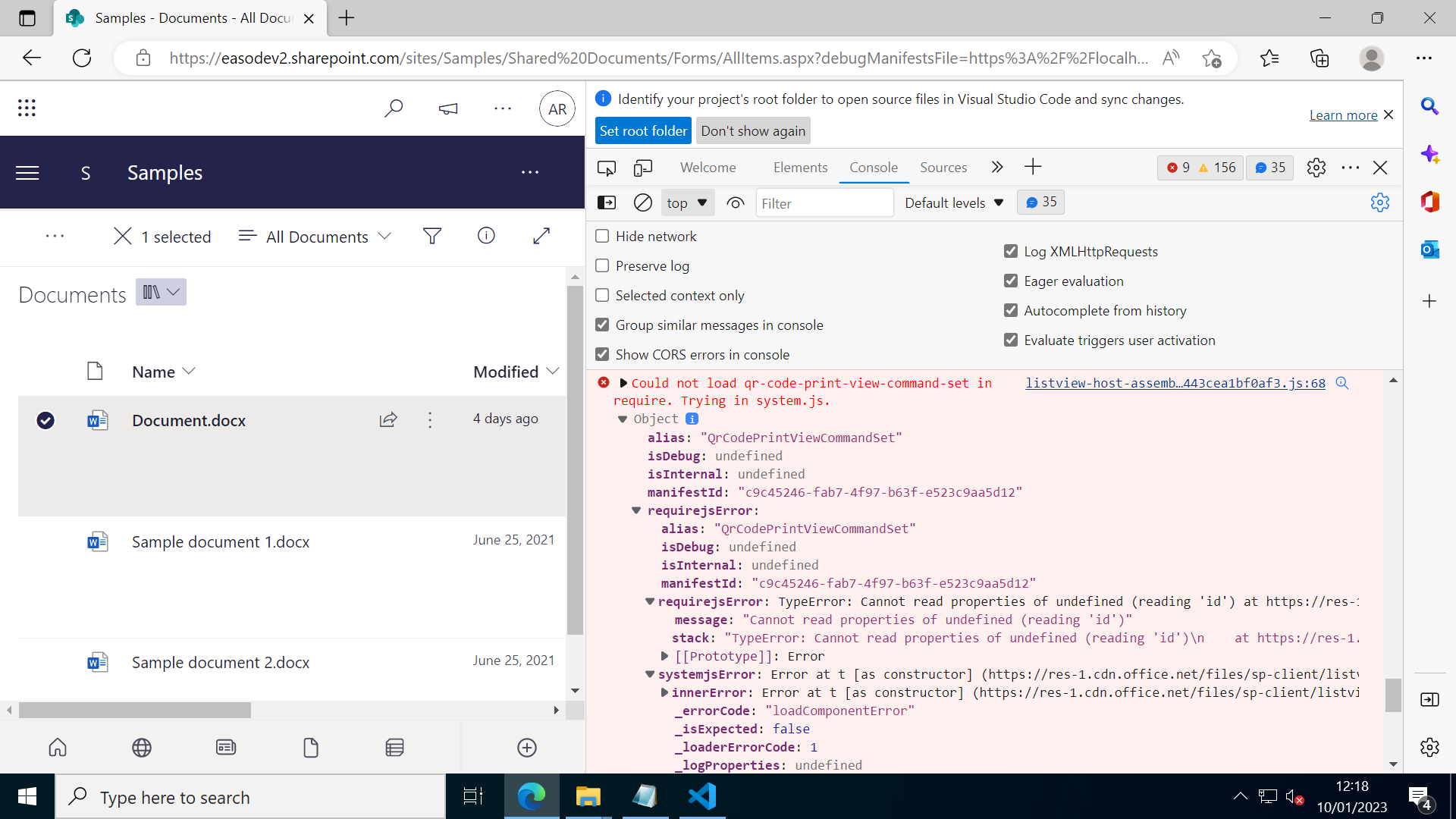 Cannot read properties of undefined (reading 'id') in app customizer list view command set ...