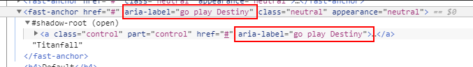 NVDA screen reader does not read the aria-label in fast-anchor and fast-button web component ...
