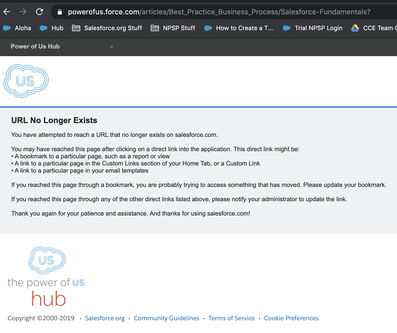 Getting Started Page link errors · Issue #4913 · SalesforceFoundation/NPSP · GitHub