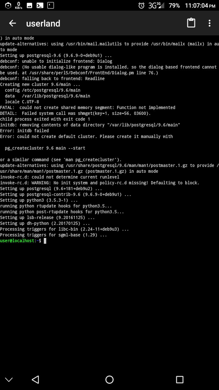 Postgresql tools not configuration properly. · Issue #256 · CypherpunkArmory/UserLAnd · GitHub