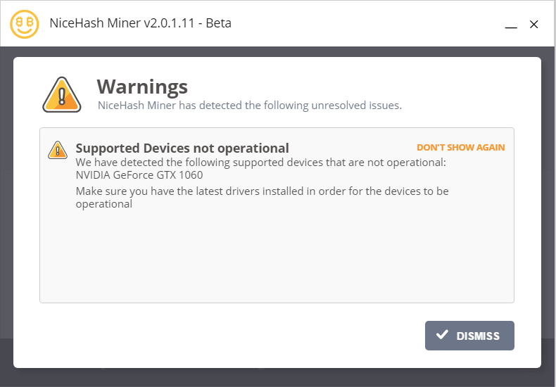 Suported Devices not operational · Issue #1493 · nicehash/NiceHashMiner-Archived · GitHub