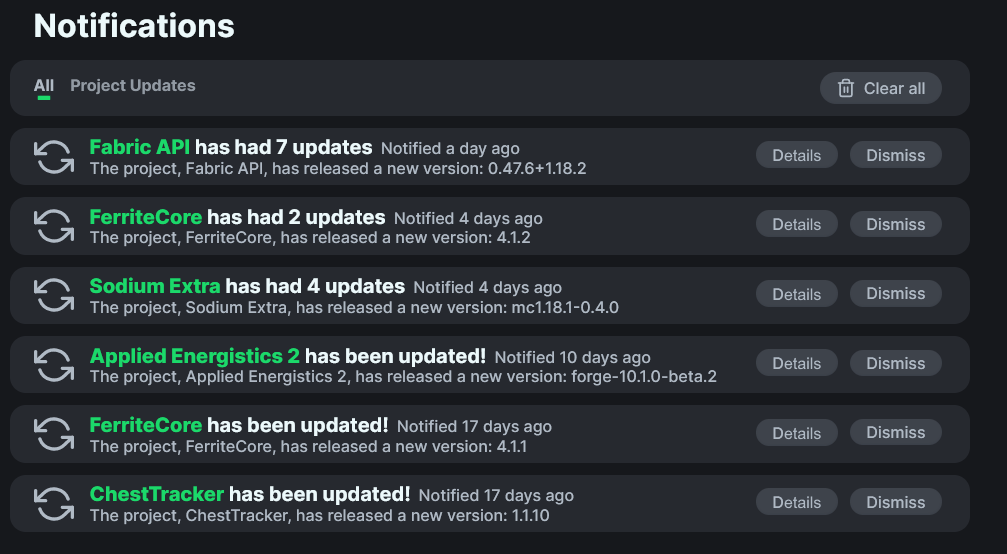 Group update notifications for the same mod · Issue #2726 · modrinth/code · GitHub