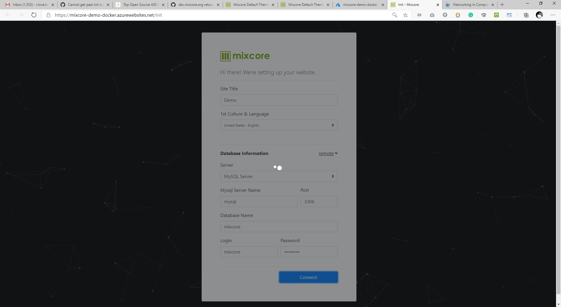 Error message "Server Errors" related to issue 188 and 186 · Issue #277 · mixcore/mix.core · GitHub