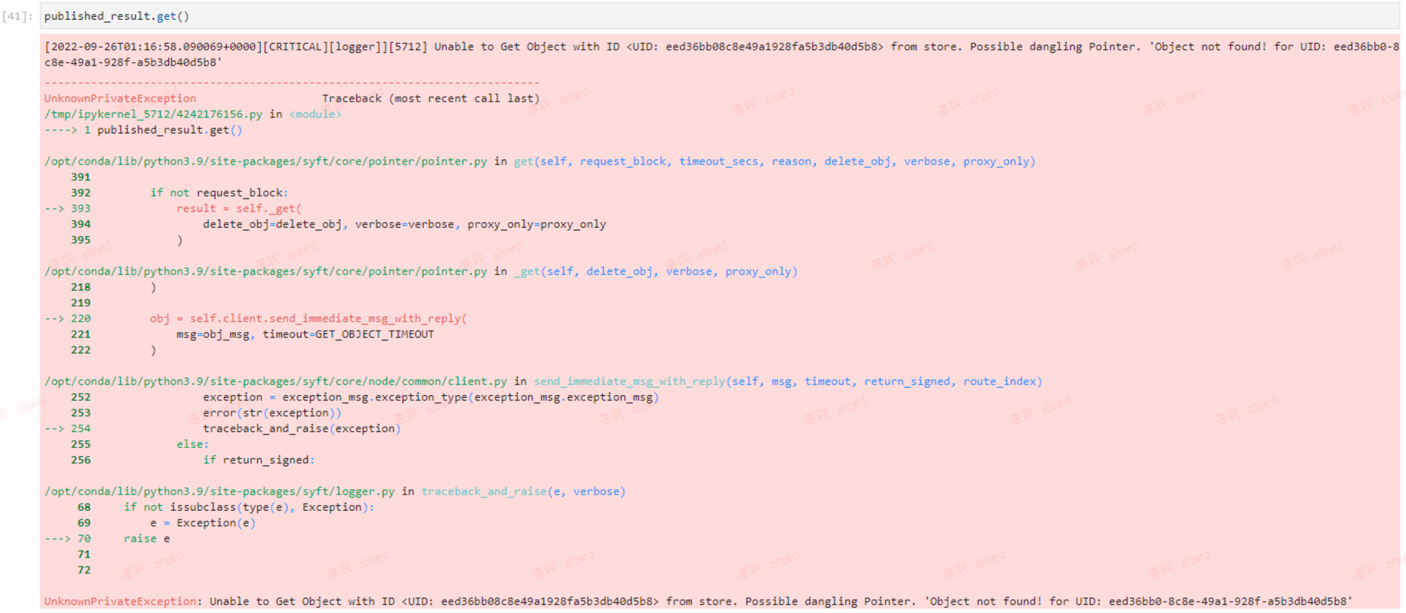 Unable To Get Object · Issue 6781 · Openmined Pysyft · Github