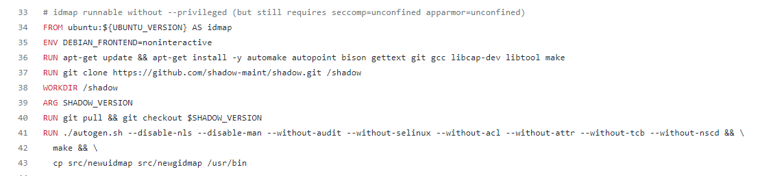 [rootlesskit buildkitd] Failed to setup UID/GID map: newuidmap · Issue #2680 · moby/buildkit ...