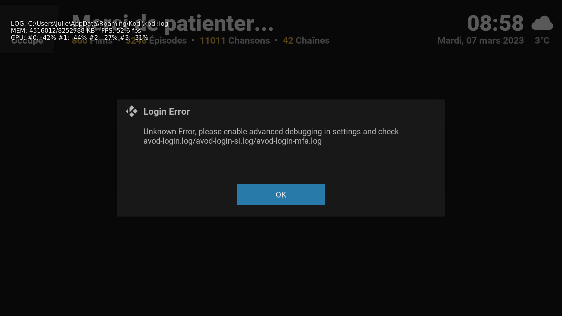 Login issue with MFA/2FA : unknown error, please enable advanced debugging in settings and check ...