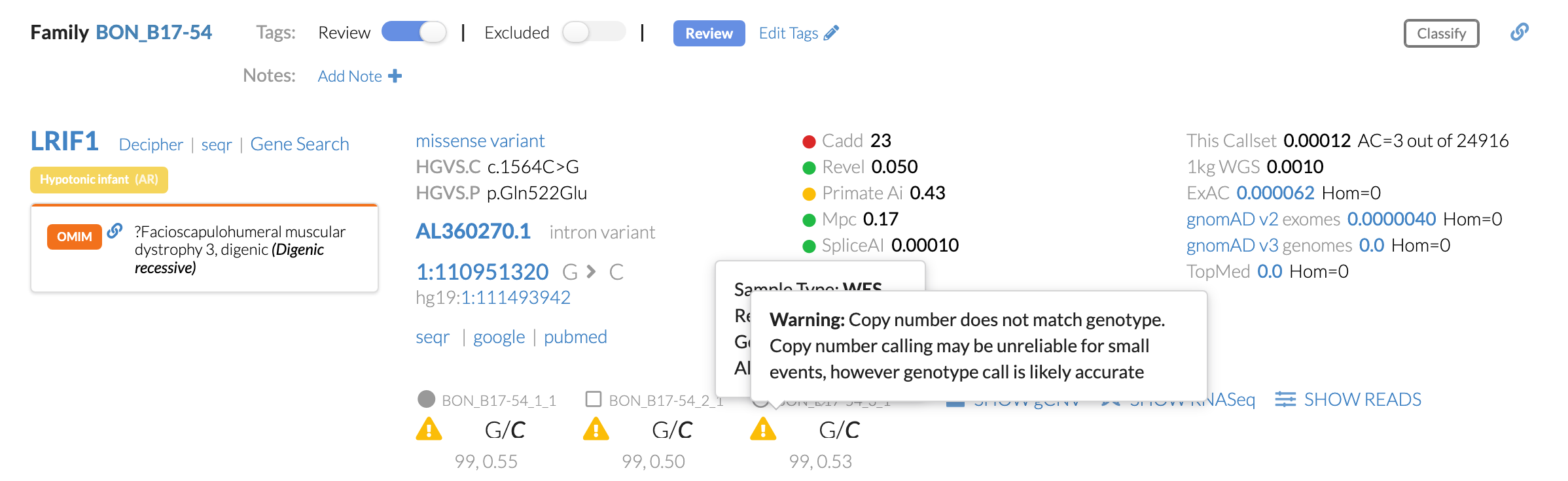 Bonb17 54 Variant Searchdisplay Issue · Issue 2747 · Broadinstituteseqr · Github