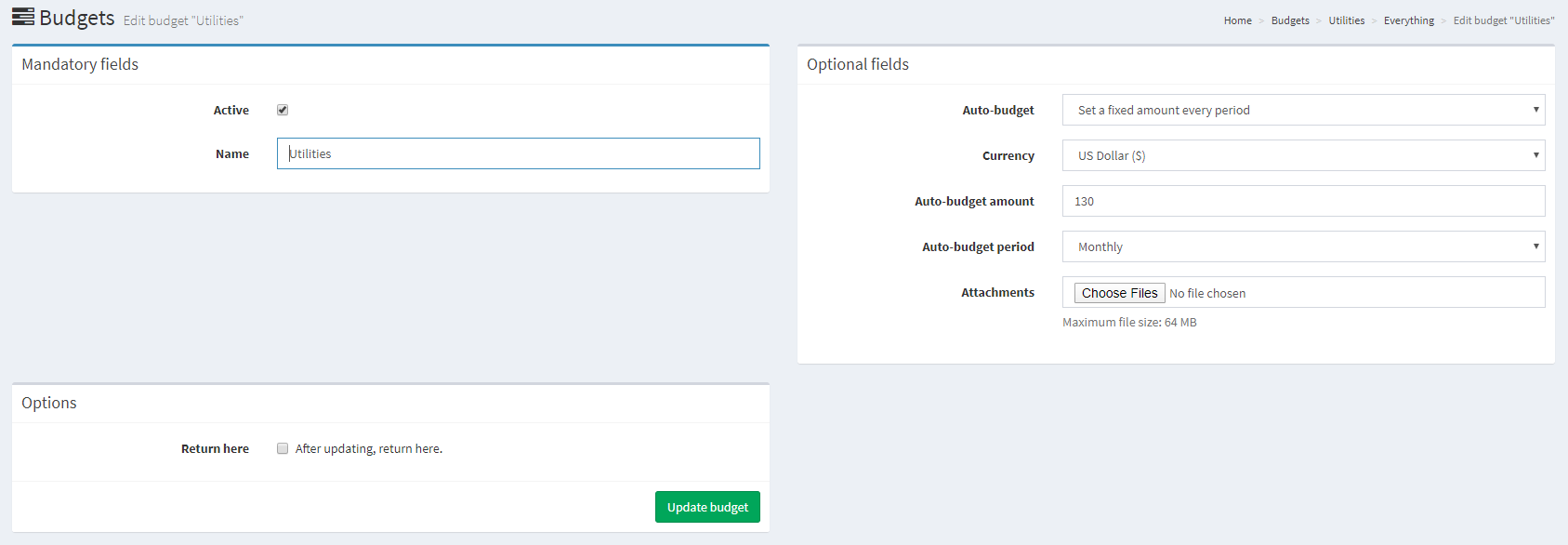 Running FireflyIII on Unraid, Budgets and Spending Report for April ...