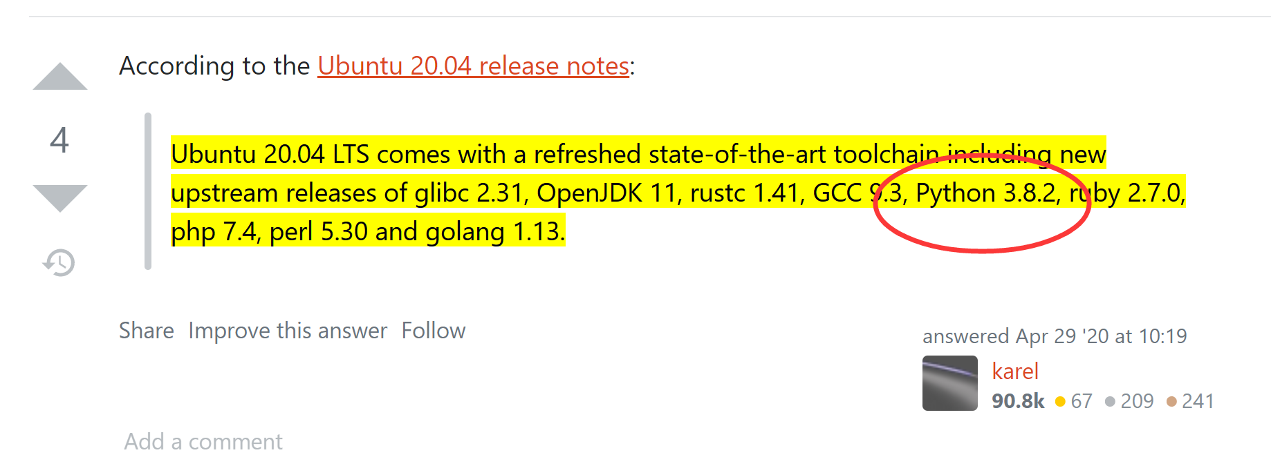 The docs doesn't clearly say Python 2 or 3, Ubuntu 20.04 has built-in ...