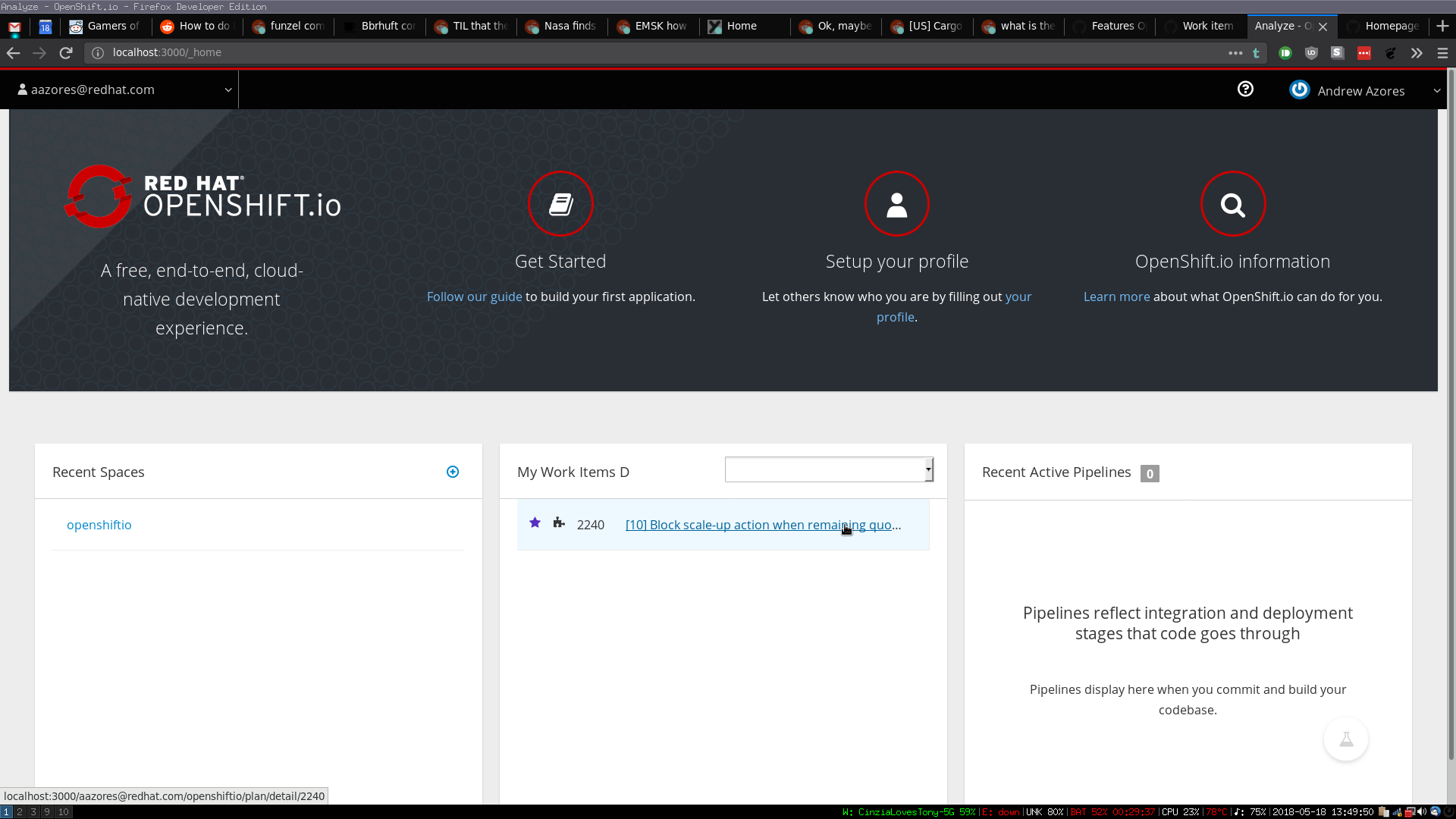 Homepage "My Work Items" widget shows wrong links to work items · Issue #3462 · openshiftio ...
